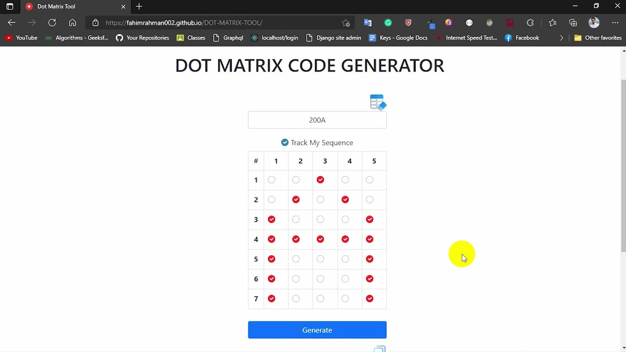 Code Generator For Dot Matrix