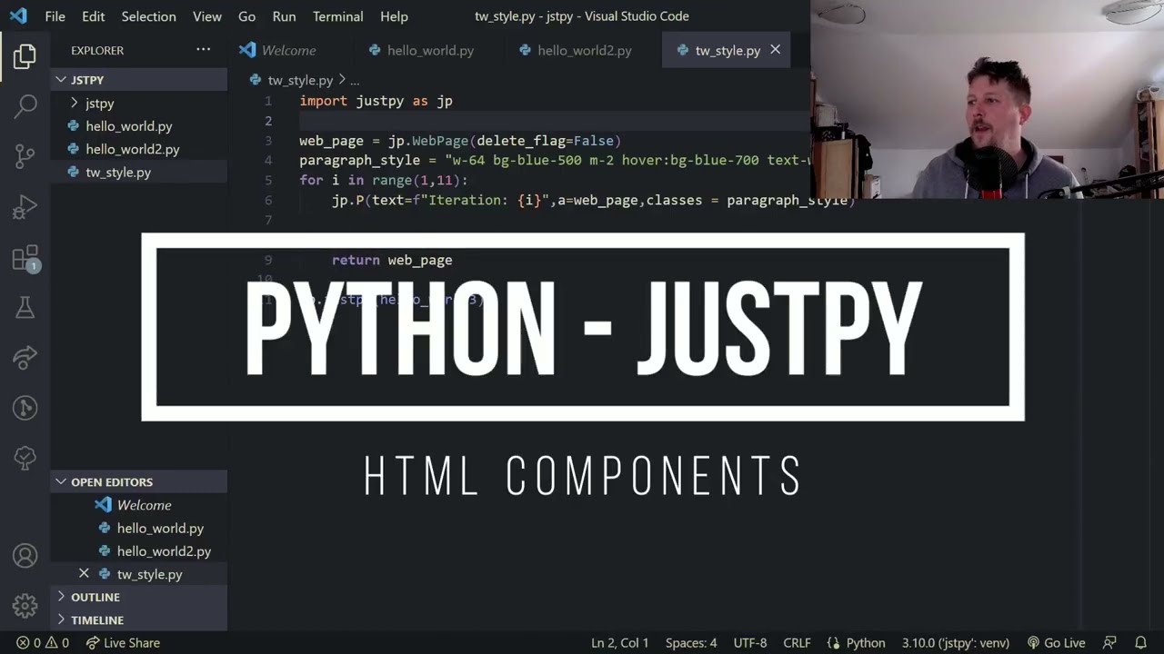 Python - JustPy - HTML Components