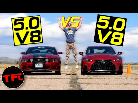 Father and Son Drag Race New Lexus IS 500 and Old Ford Mustang GT, It's ...