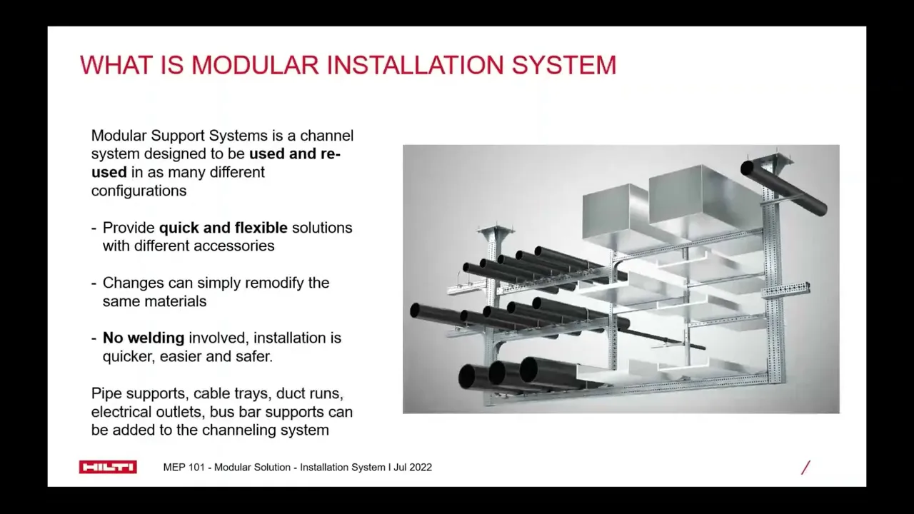 MEP 101 - MODULAR SOLUTION - INSTALLATION SYSTEM - Ask HILTI MEP 101 - MODULAR SOLUTION - INSTALLATION SYSTEM - Ask HILTI